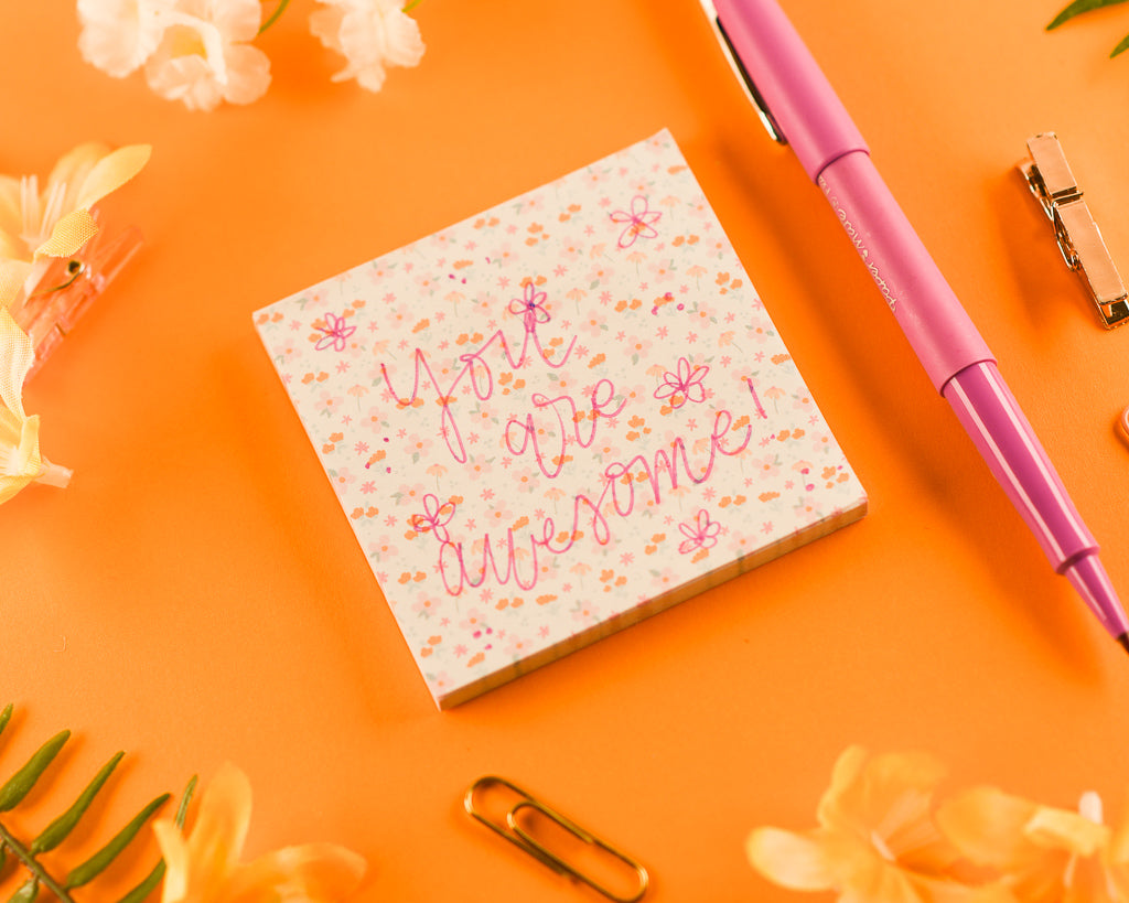 Cute Pink Flower Sticky Notes – Sunglow Paper Co.